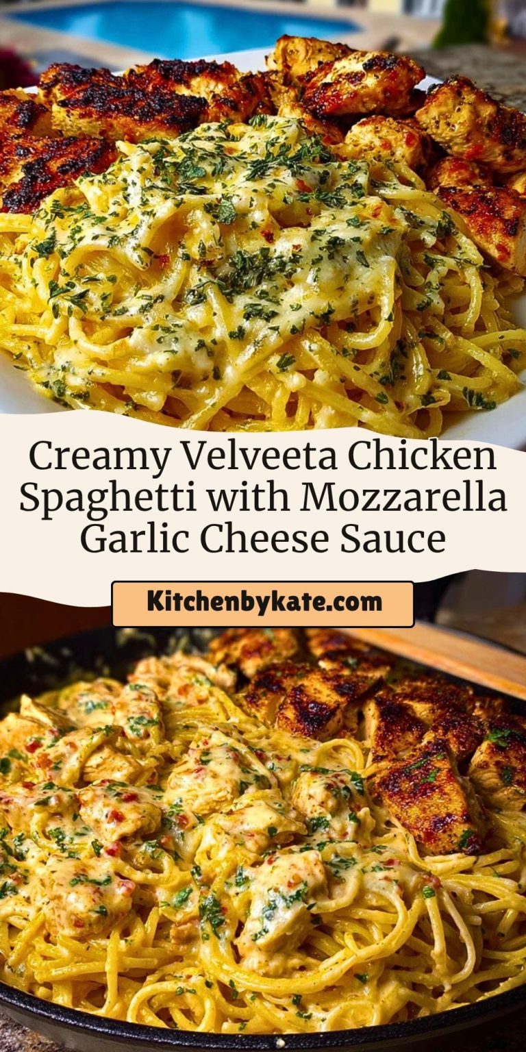 Creamy Velveeta Chicken Spaghetti with Mozzarella Garlic Cheese Sauce