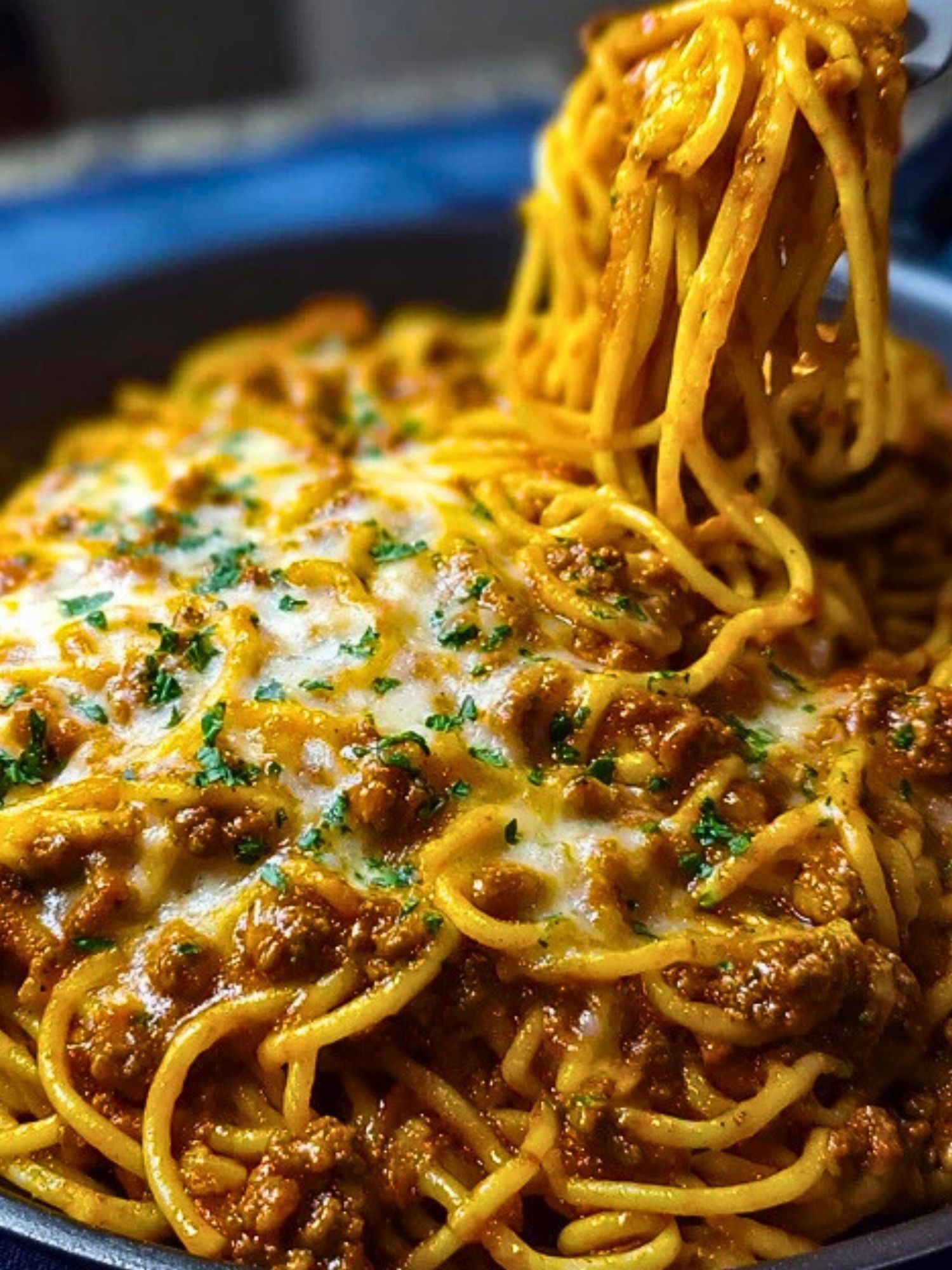 Creamy Velveeta Spaghetti with Italian Beef Marinara