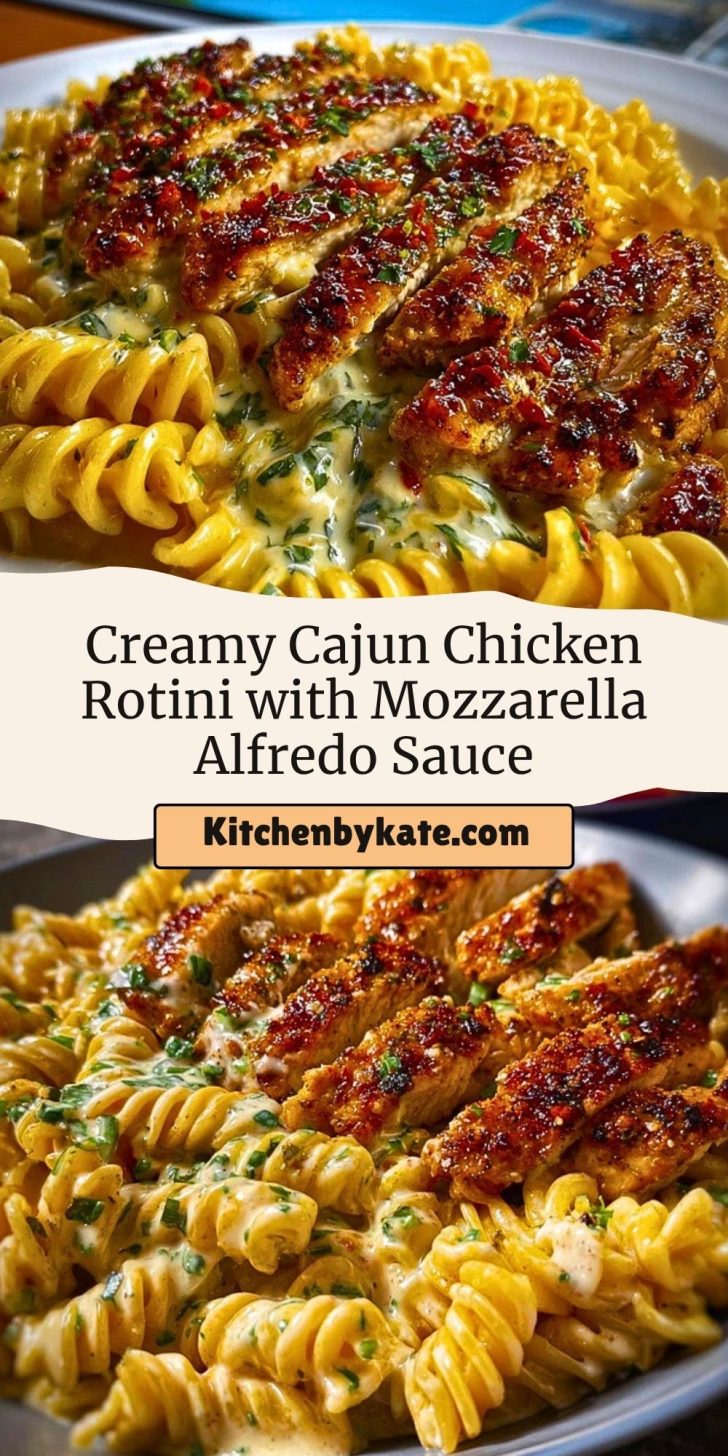 Creamy Cajun Chicken Rotini with Mozzarella Alfredo Sauce