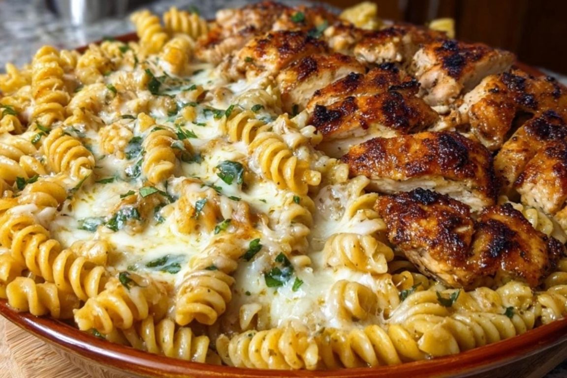 Creamy Velveeta Chicken Rotini with Mozzarella Garlic Sauce