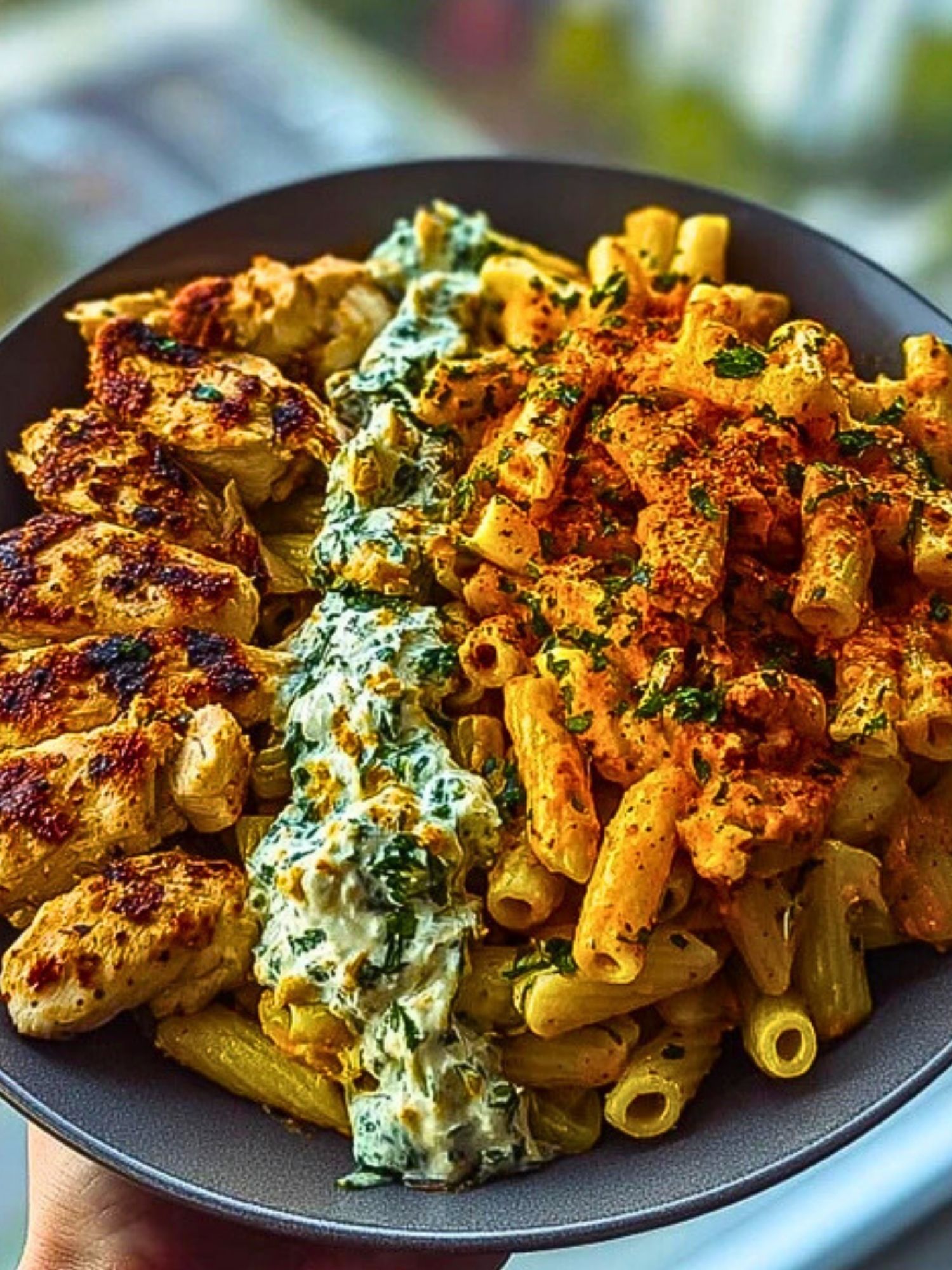 Zesty Greek Chicken Pasta with Spicy Harissa Feta Cream & Roasted ...