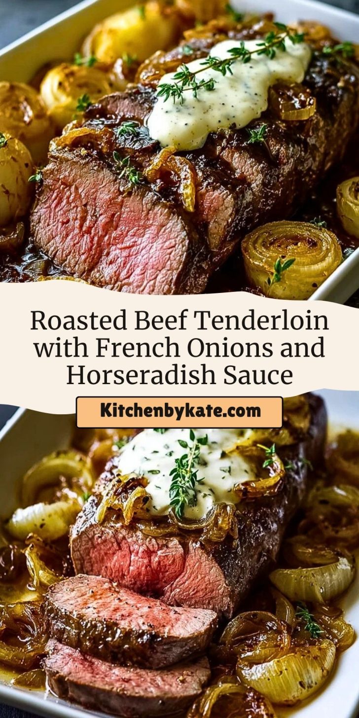 Roasted Beef Tenderloin with French Onions and Horseradish Sauce