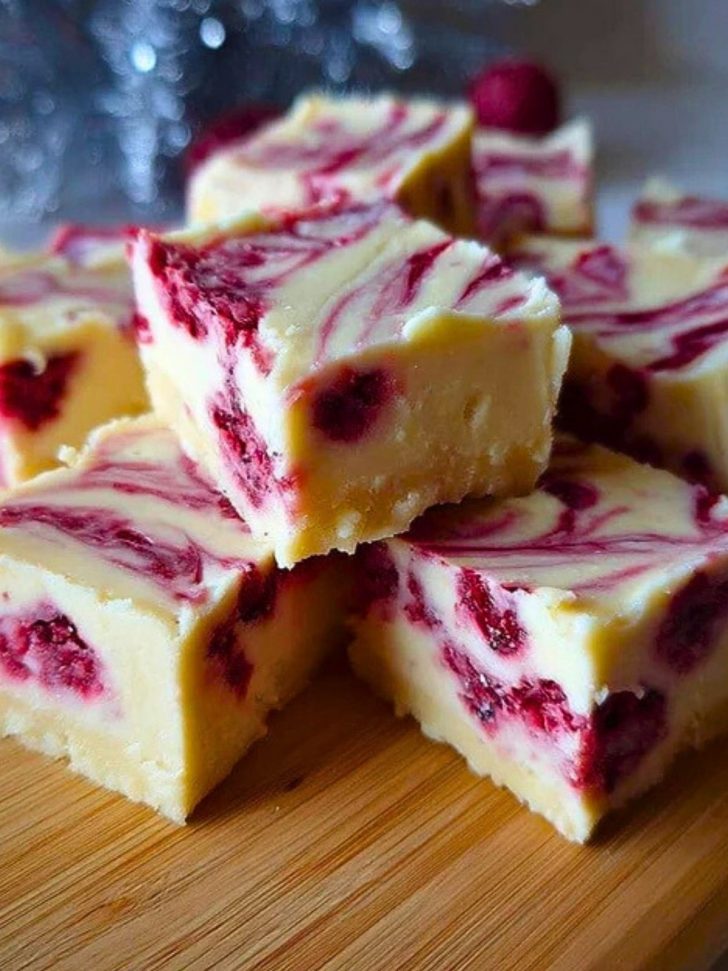 Delightful White Chocolate Raspberry Christmas Fudge