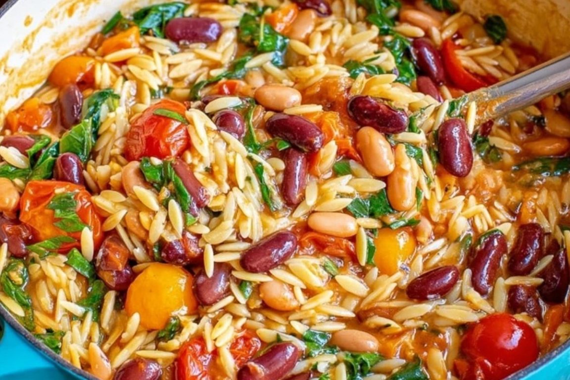 Mediterranean Orzo and Beans