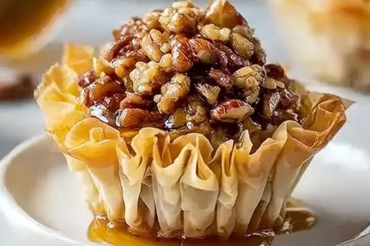 Sweet & Crunchy Pecan Caramel Baklava Cups