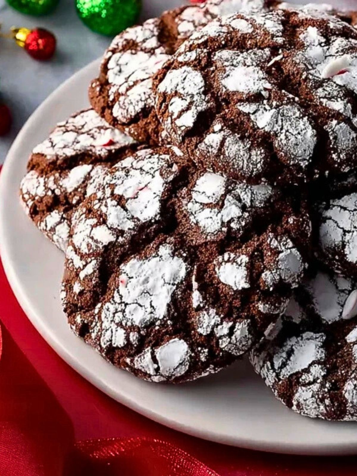 Holiday Chocolate Peppermint Crinkle Cookies
